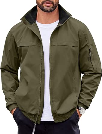 Amazon.com: COOFANDY Mens Lightweight Bomber Jackets Stand Collar Windbreaker Softshell Jacket ...