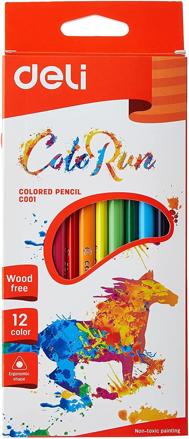 Deli Run Wood Free Color Pencils, 12 Shades Color Pencils for Art Craft ...