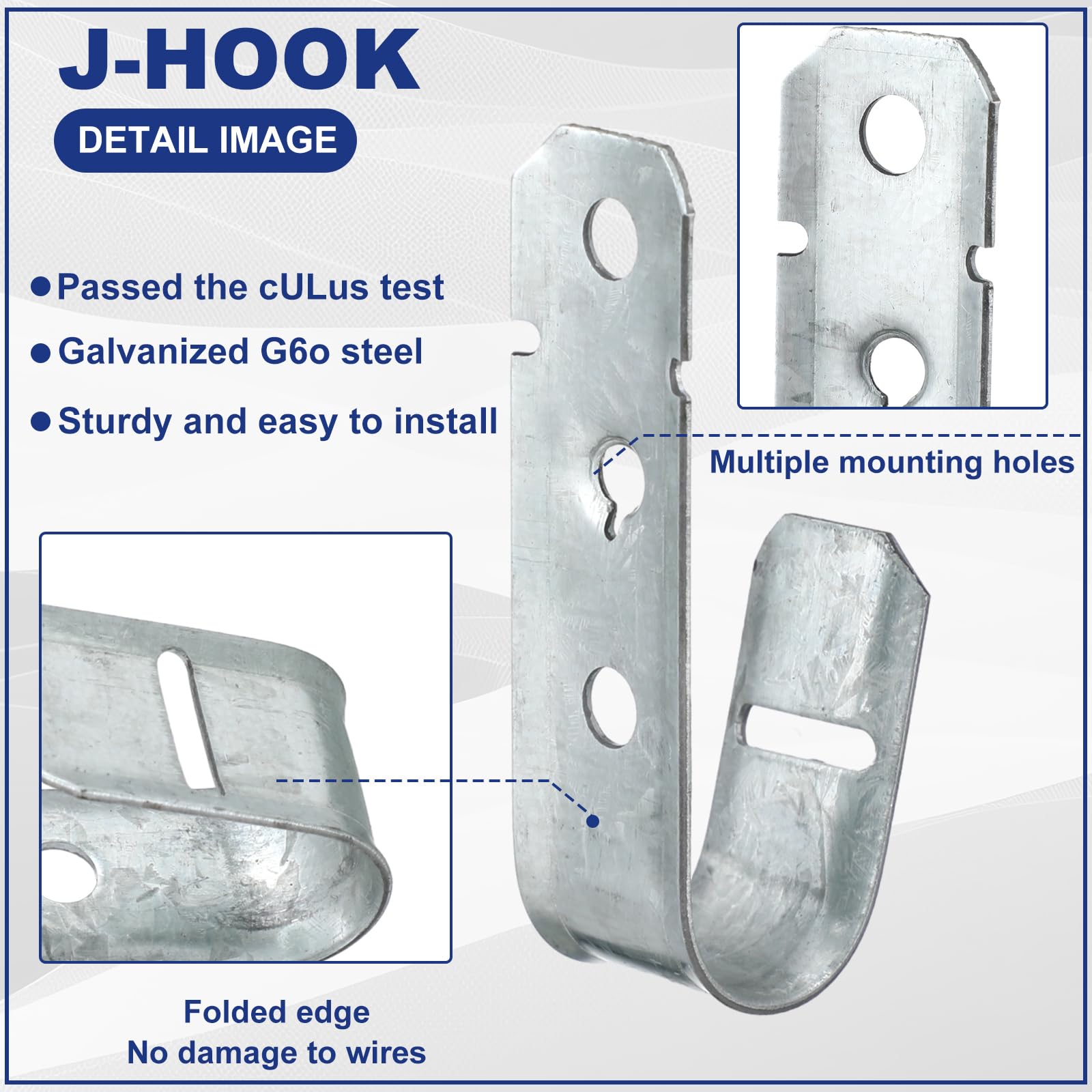 Snapklik.com : Gisafai Cable Support J-Hook, 3/4 Inch Metal Garage ...