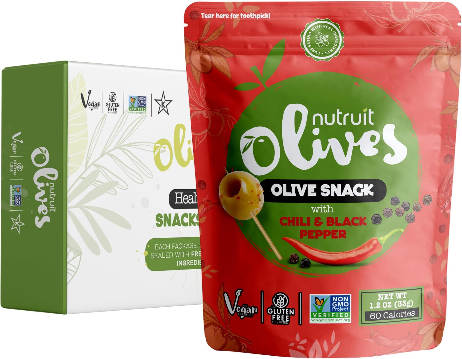 Amazon.com: Nutruit Olipop Snacks Pitted Olives with Toothpick 1.2oz ...