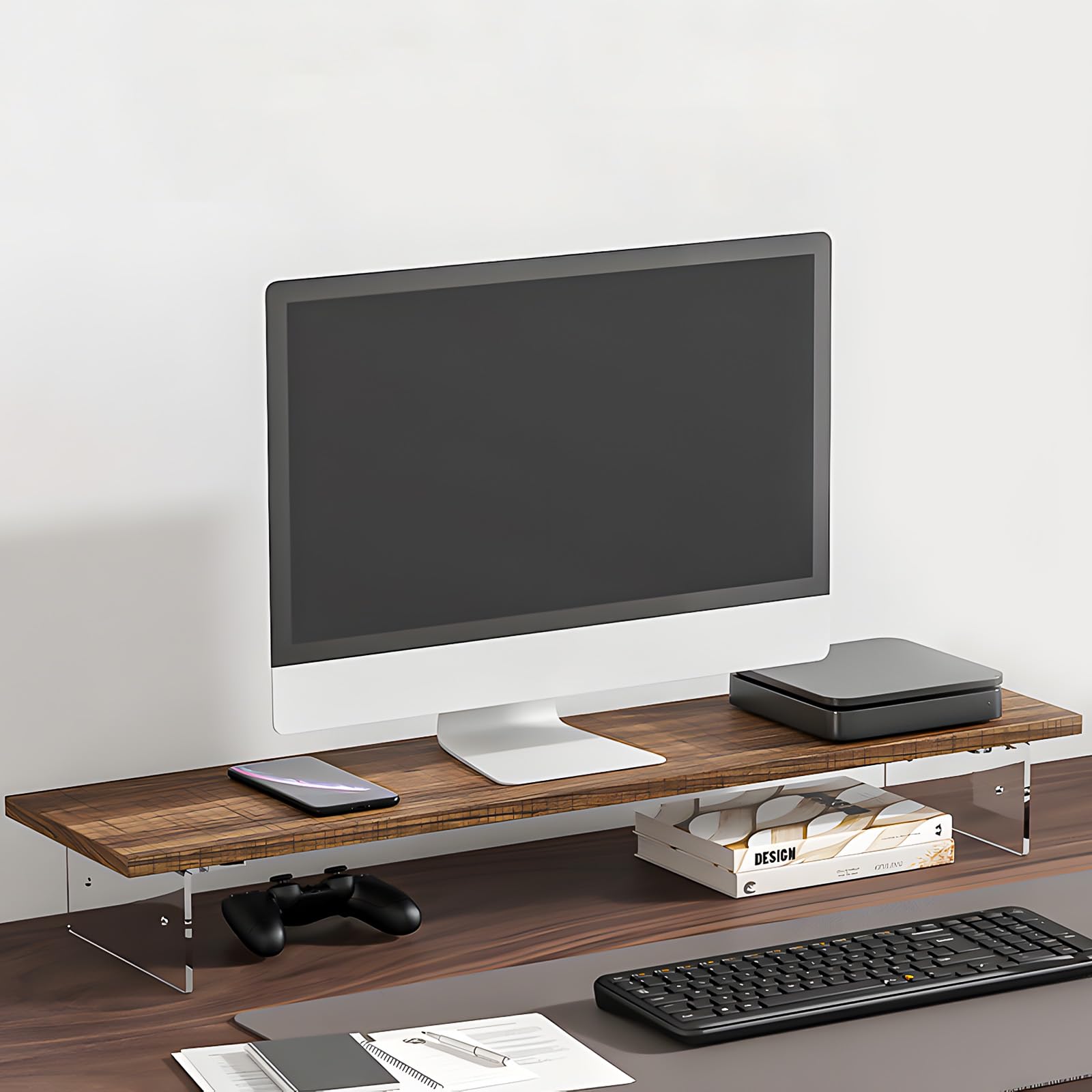 Led Monitor Stand Stylish Wood & Acrylic Monitor Stand Riser - Strong ...