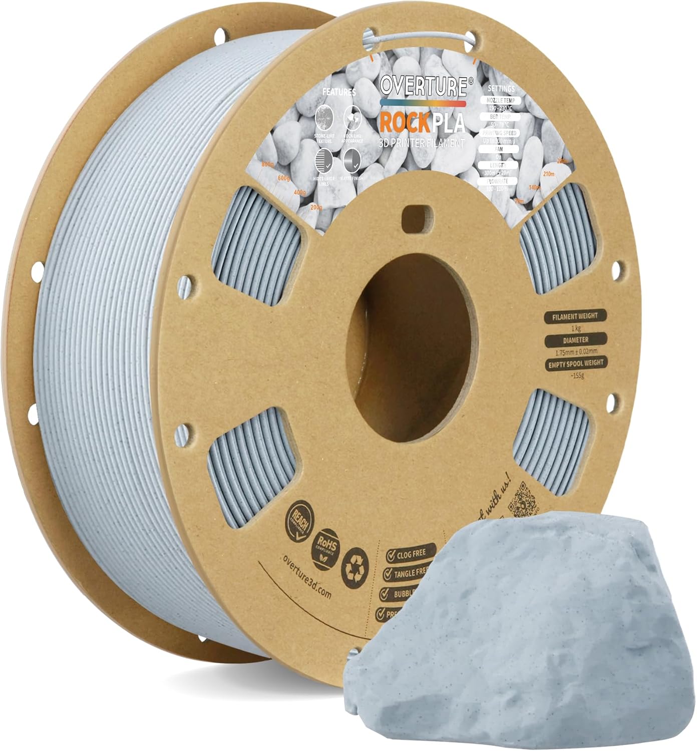 Amazon.co.jp: OVERTURE Rock PLA フィラメント 3Dプリンター用素材 3Dプリンター フィラメント 岩石 PLA ...