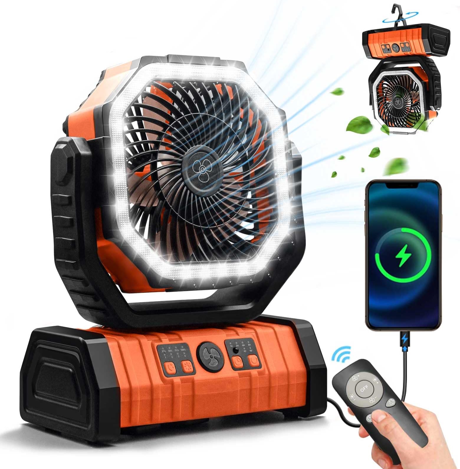 Amazon.com: Portable Rechargeable Fan - 9-Inch Camping Fan for Tent ...