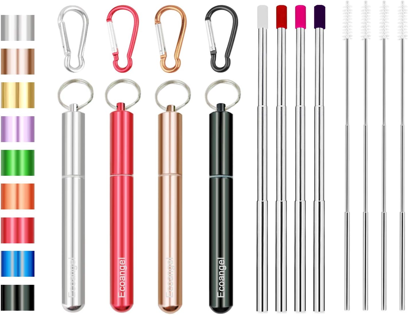 Amazon.com: 4 Pack Portable Reusable Metal Straw Collapsible Stainless ...