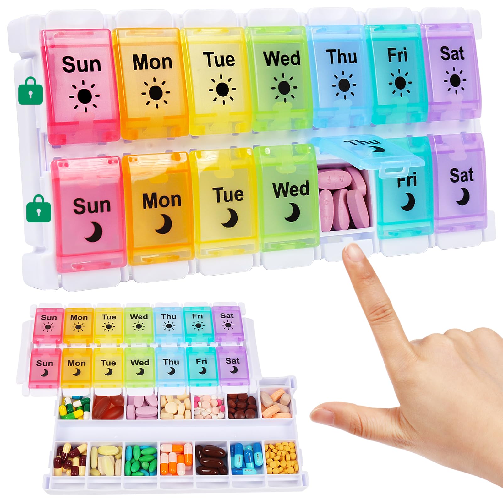Shintop Am Pm Pill Organizer 7 Day, Easy Open Weekly Pill Box Quick ...