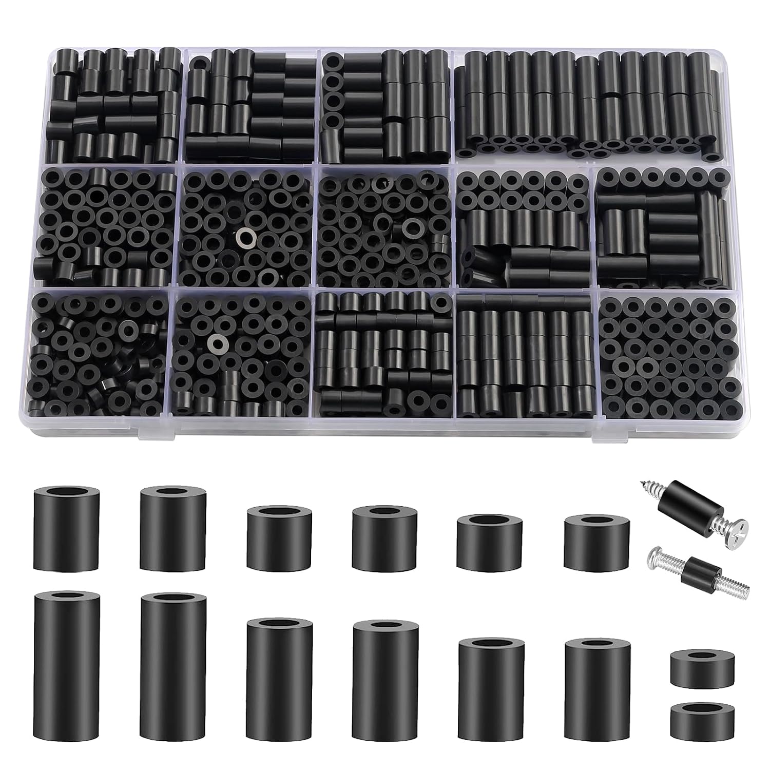 Neng-Q 550 Pcs Electrical Outlet Screw Spacers Black Nylon Round Spacer ...