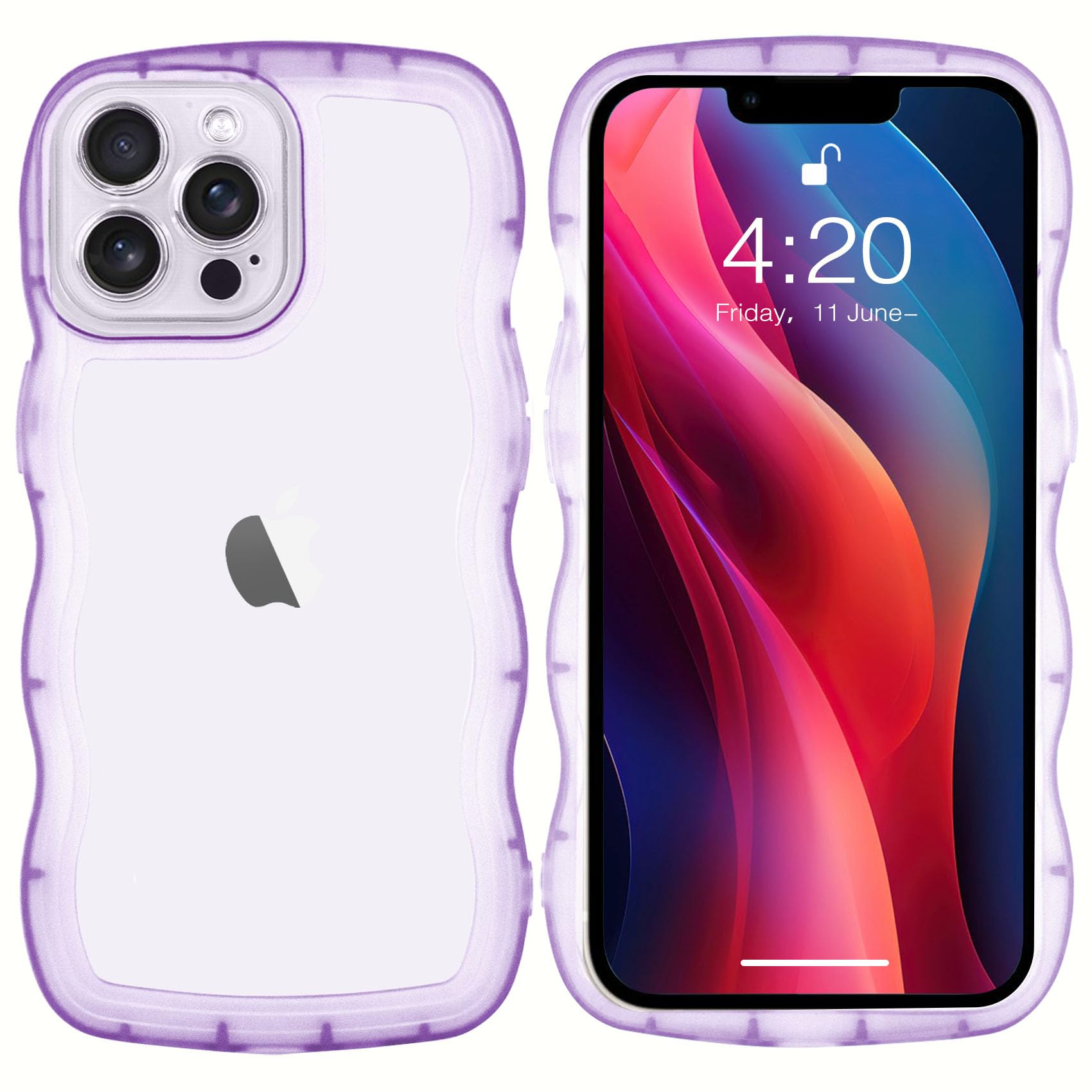 for iPhone 15 Pro Max Case 6.7", Cute Curly Wave Frame Shape Shockproof ...