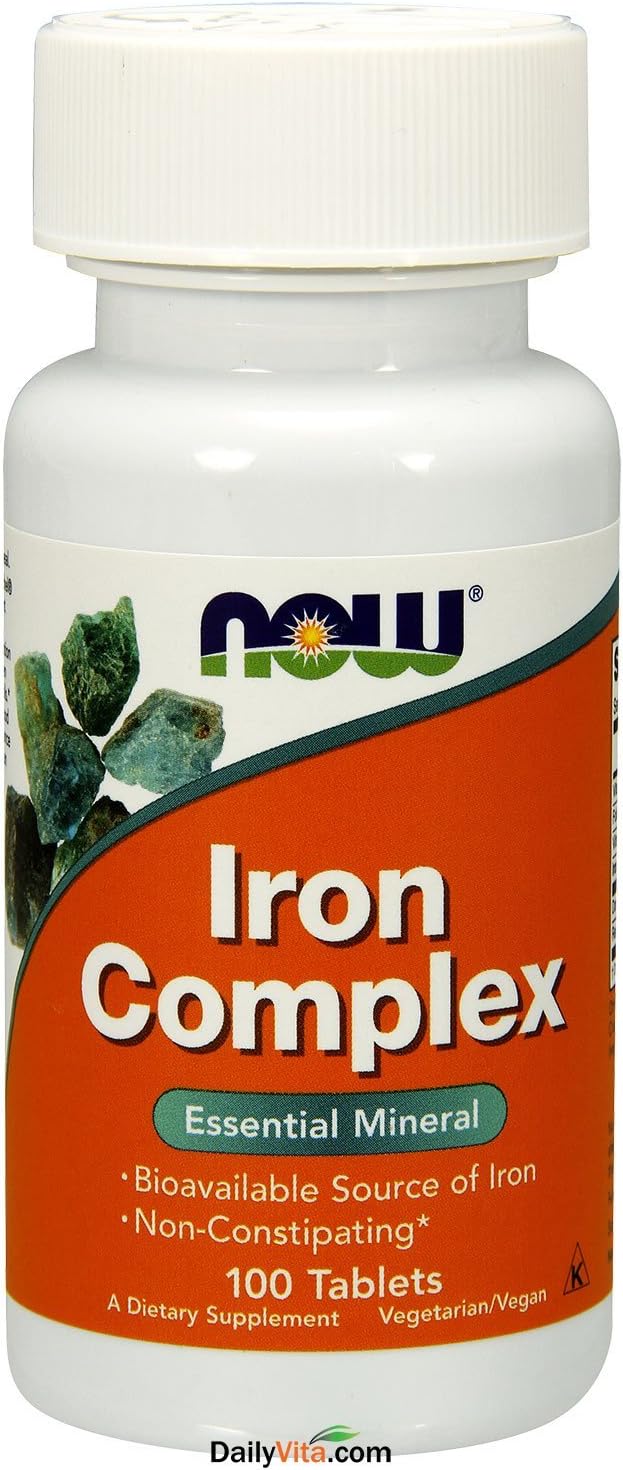 Amazon.com: 2 Bottles of NOW Foods IRON COMPLEX 100 Tabs : Health ...