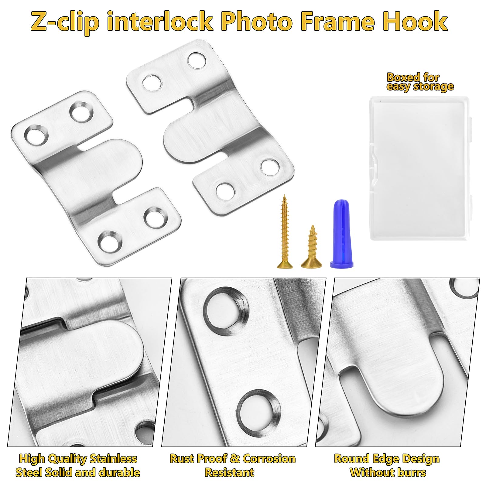 Snapklik.com : Flush Mount Bracket Stainless Steel Interlocking Z Clips
