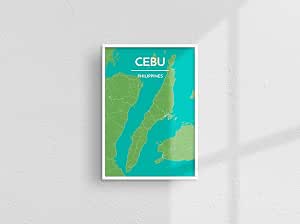 Amazon.com: MG Global Modern Map of Cebu Philippines City | 11x17 12x18 ...