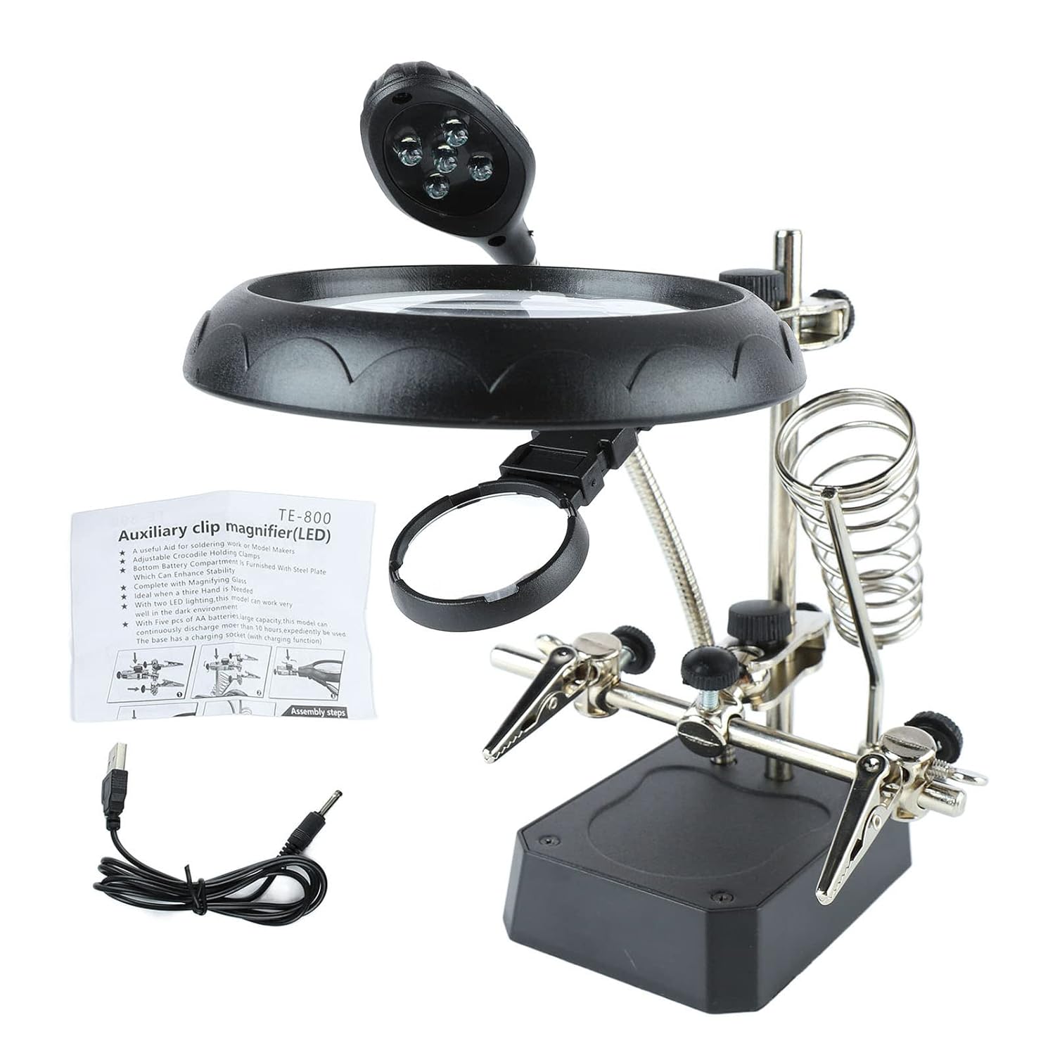 Desk Magnifier, Magnifying Glass with LED Lamp, Stand Desktop Magnify ...