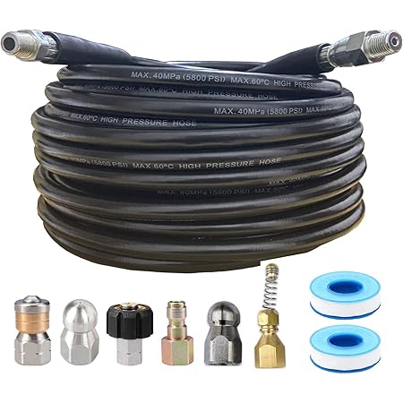 Amazon.com: Sewer Jetter Kit 100FT for Pressure Washer, 5800PSI Drain ...