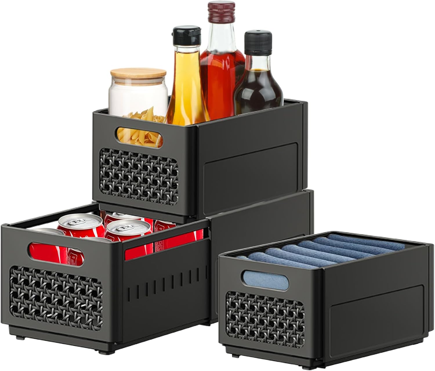 Amazon.com: Lacusmall Retractable Storage Bins,Expandable Stackable ...