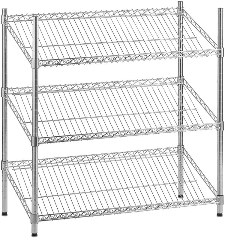 Shopfitting Warehouse Slanted Chrome Wire Shelving Unit - 3 Shelves ...