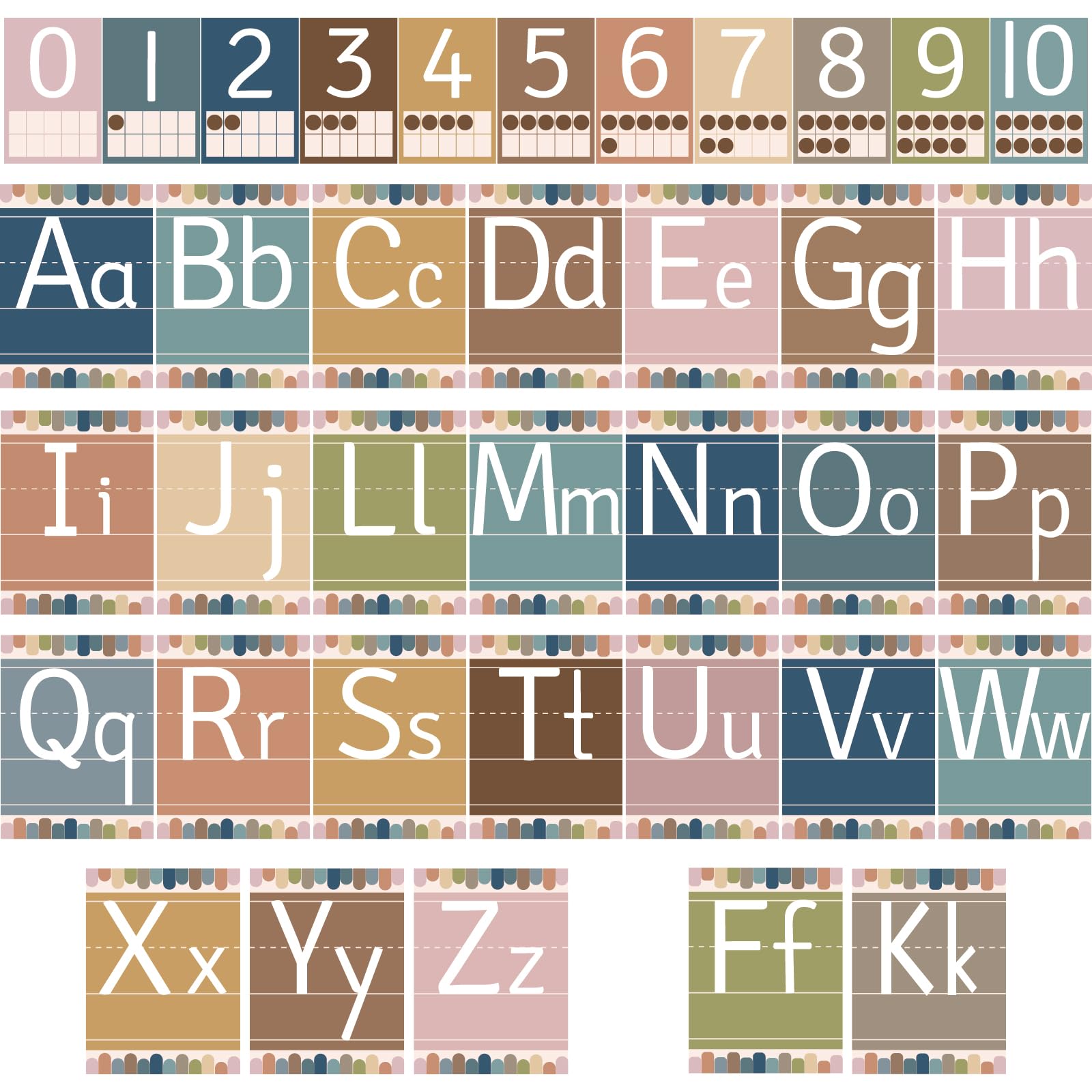 Snapklik.com : 37 Pcs Boho Bulletin Board ABC Posters And 0-10 Number ...