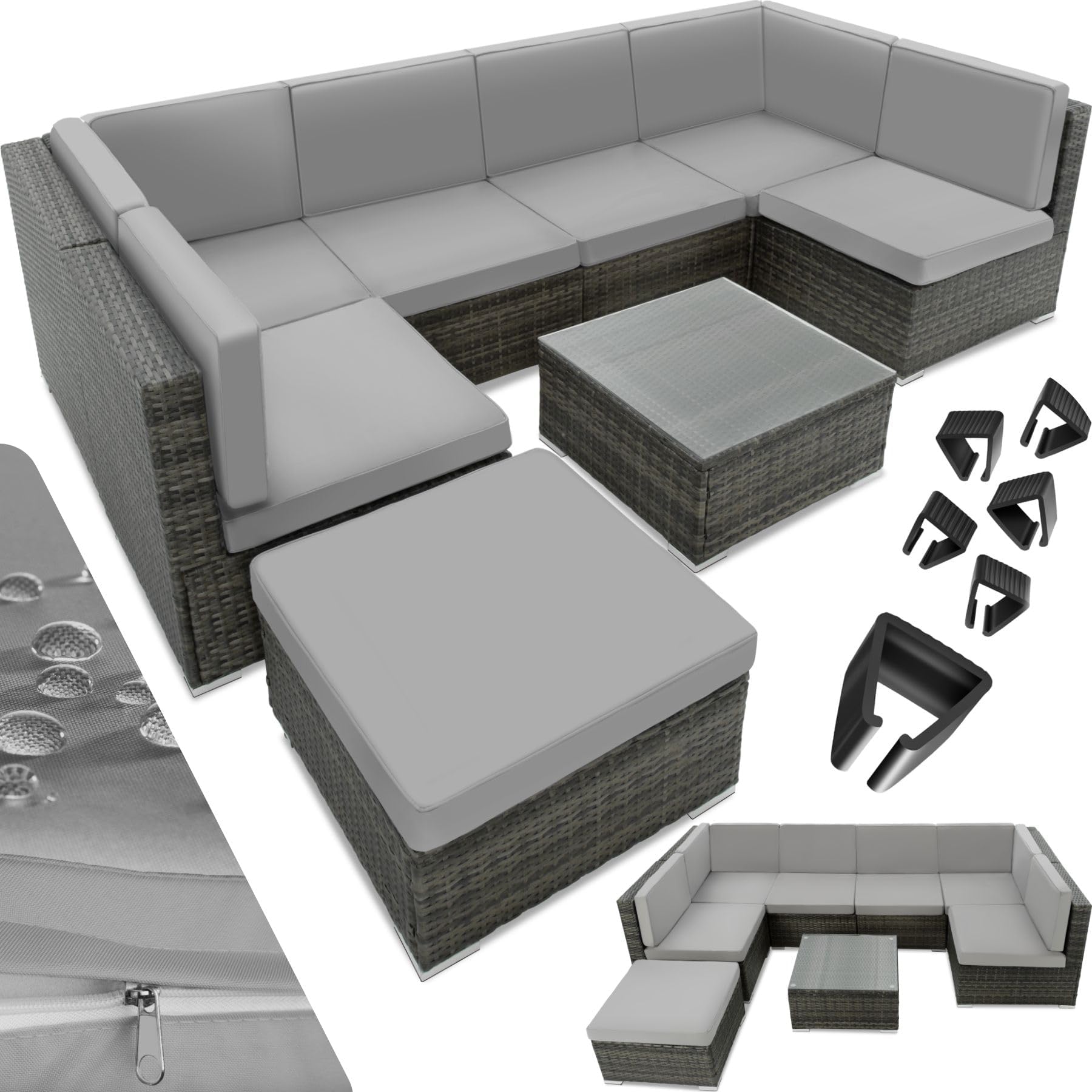 TecTake Salon de Jardin en Rotin Salon de Jardin Modulable Confortable ...