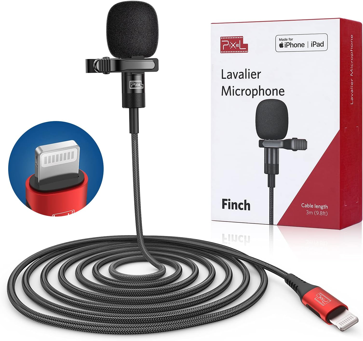 Amazon.com: PIXEL Lavalier Microphone for iPhone iPad(Apple MFi ...