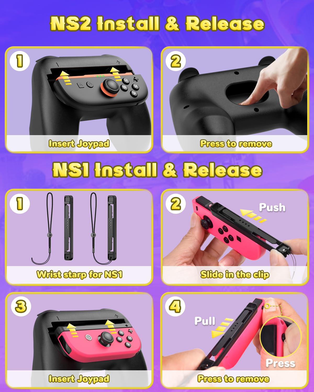 Snapklik.com : FYOUNG Hand Grips For Nintendo Switch 2/Switch 1/OLED ...