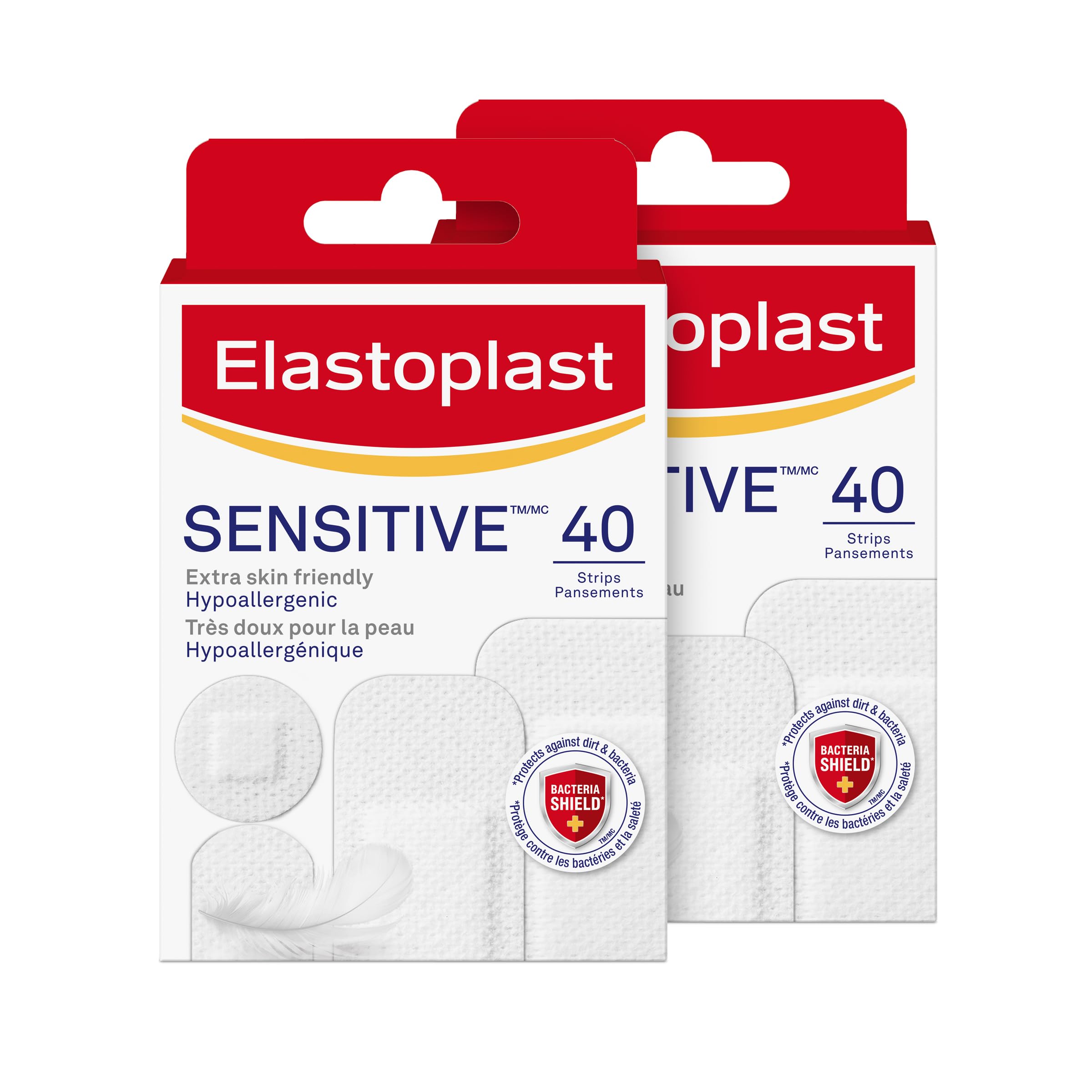 Elastoplast Sensitive Adhesive Bandages for Sensitive Skin, 40 Assorted Shapes - Pack of 2 ...