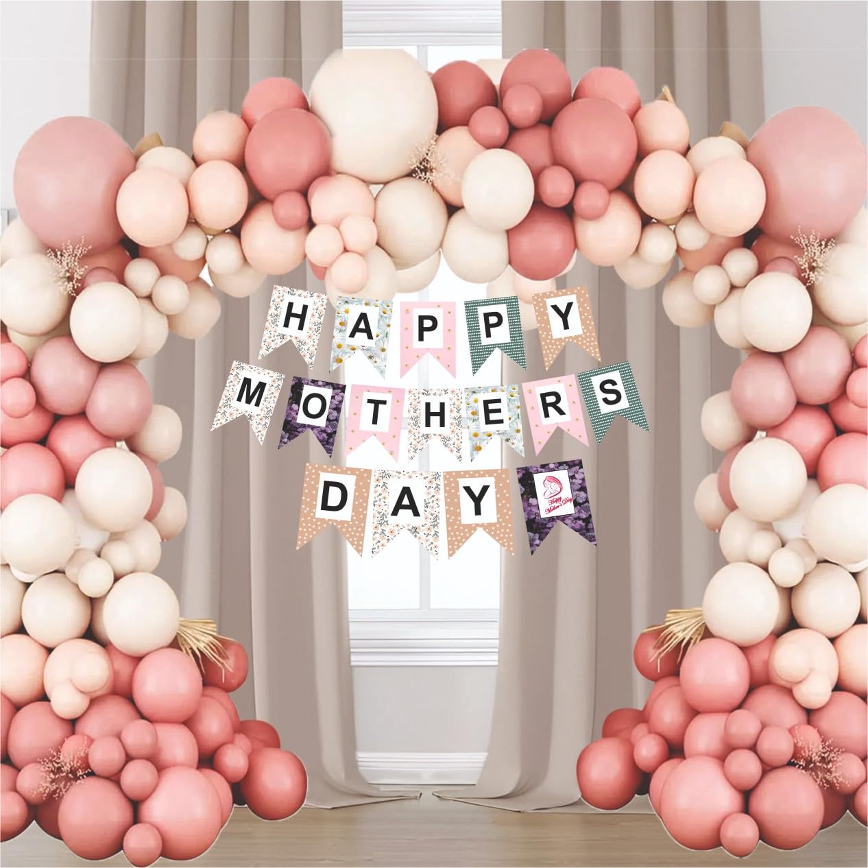 YOURS DECOR Mother's Day Balloon Decorations Set – 63 Pcs | Sand White ...