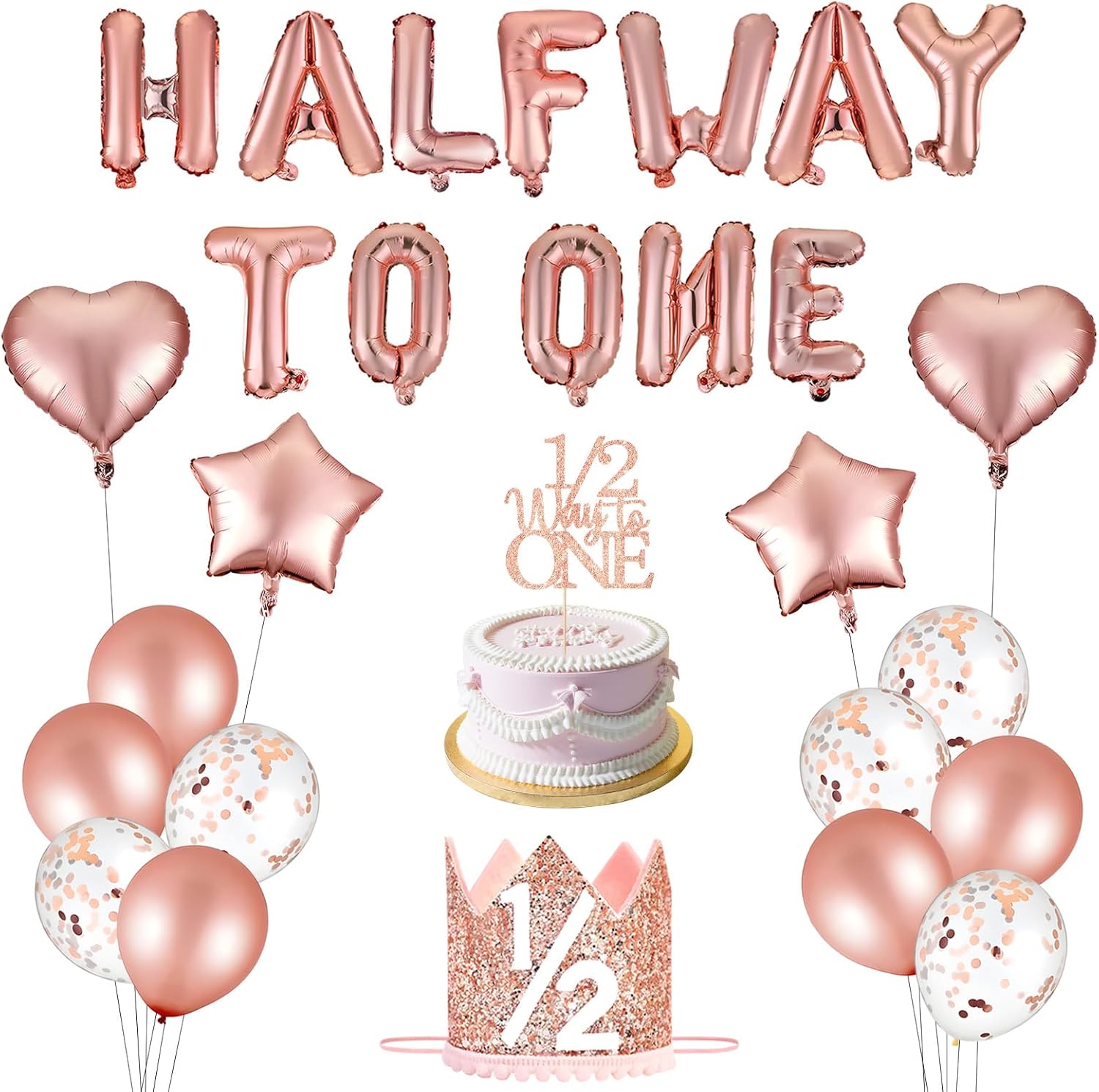 Amazon.com: Half Birthday Decorations Girls - Half Way To One Balloons ...