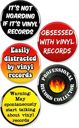 Amazon.com: 5 Pack - Vinyl Record Collector Audiophile Pinback Buttons ...