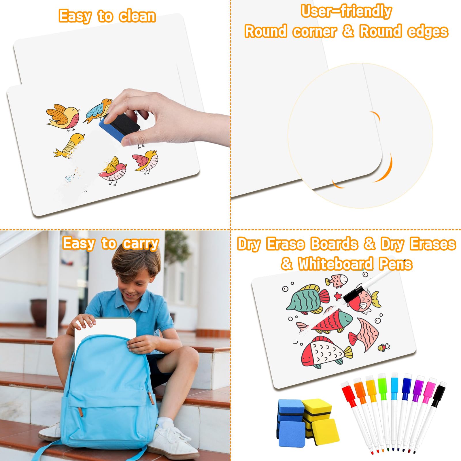 Snapklik.com : 6 Pack Dry Erase Boards Classroom Pack Mini White Boards ...