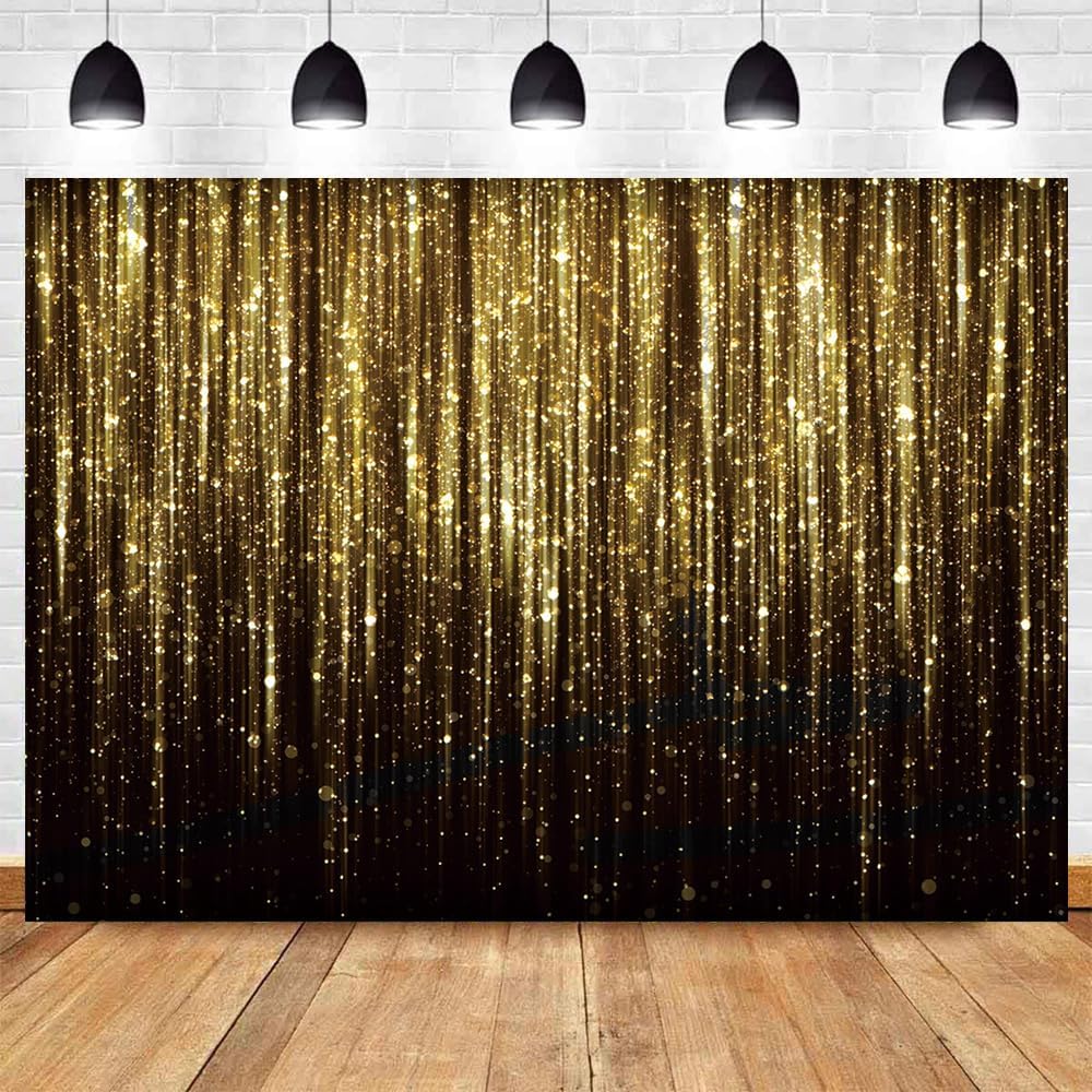 Amazon.com : AIBIIN 8x6ft Black and Gold Party Photo Backdrop Gold ...