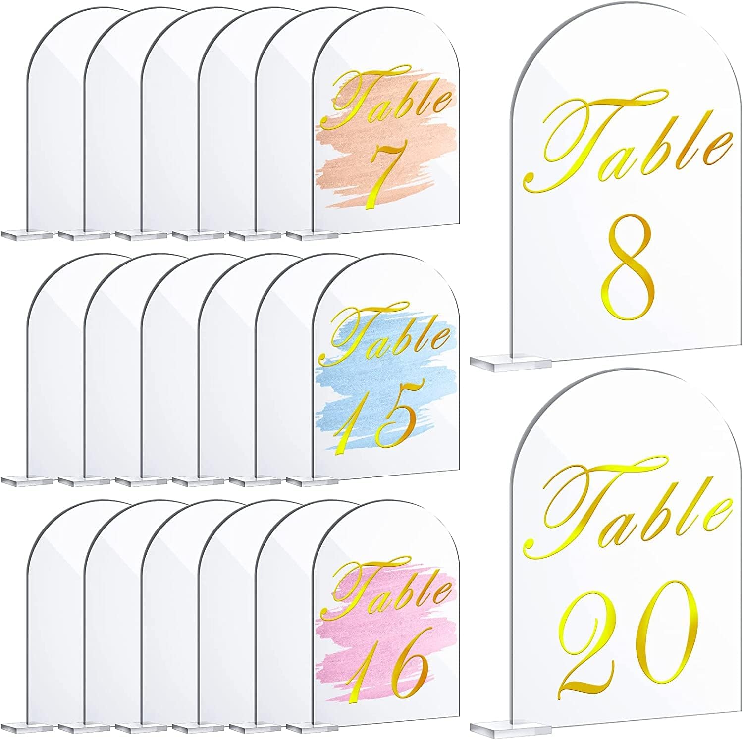 Amazon.com: 20 Set Clear Acrylic Signs Blank with Stand,Arch Acrylic ...