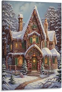 Amazon.com: Gingerbread House Poster Canvas Art Print Office Home ...