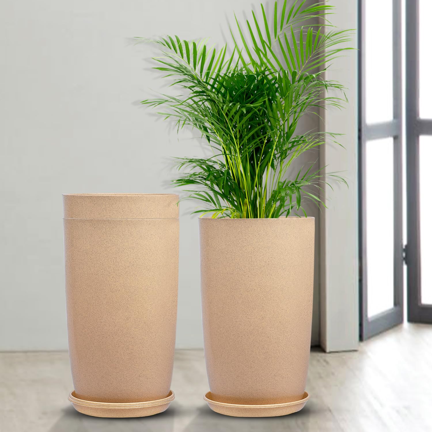 Kuber Industries Pack of 3 Flower Pot with Plate | 18 Inch Lightweight ...