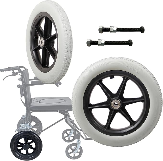 2x Wheelchair Wheels, 12" Solid PU Rear Wheel For Wheelchair, Caster ...