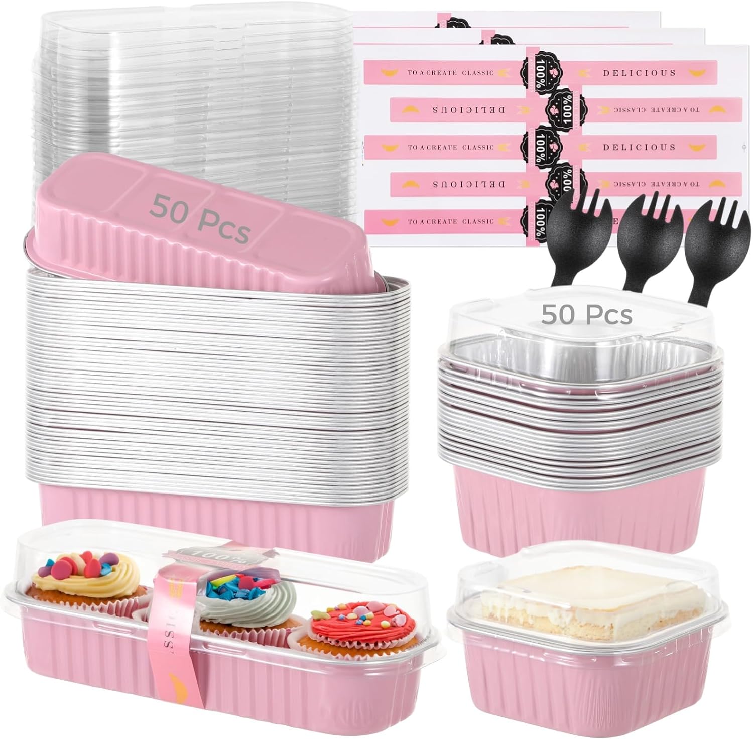 Amazon.com: 100 PCS Aluminum Foil Cups, 5oz Dessert Cups With Lids ...