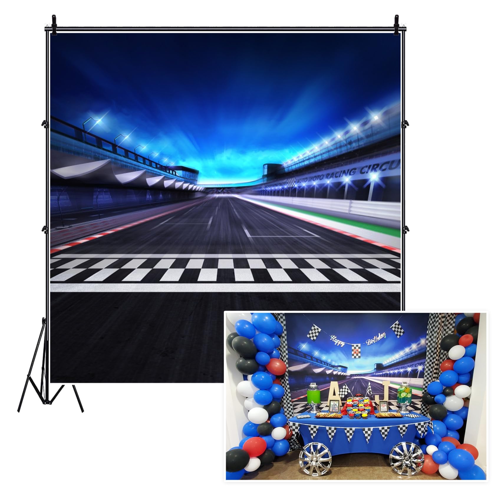 Amazon.com : CSFOTO Polyester 5x5ft Finish Line Race Track Backdrops ...