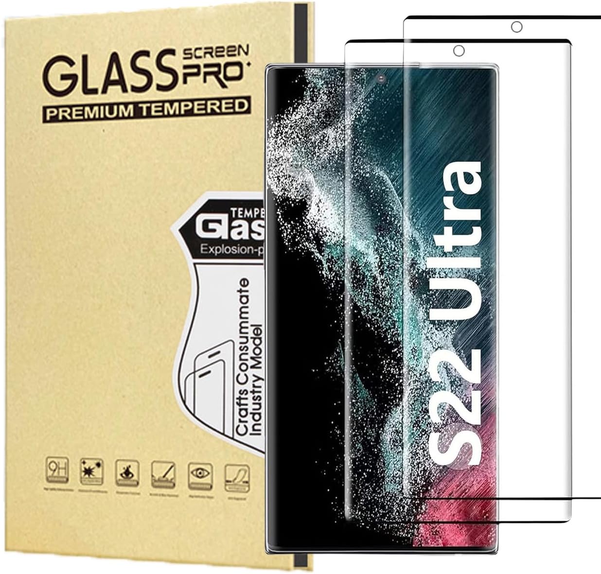 GLAREE Curved Screen Protector for Samsung Galaxy S22 Ultra,[2 Pack] 3D ...