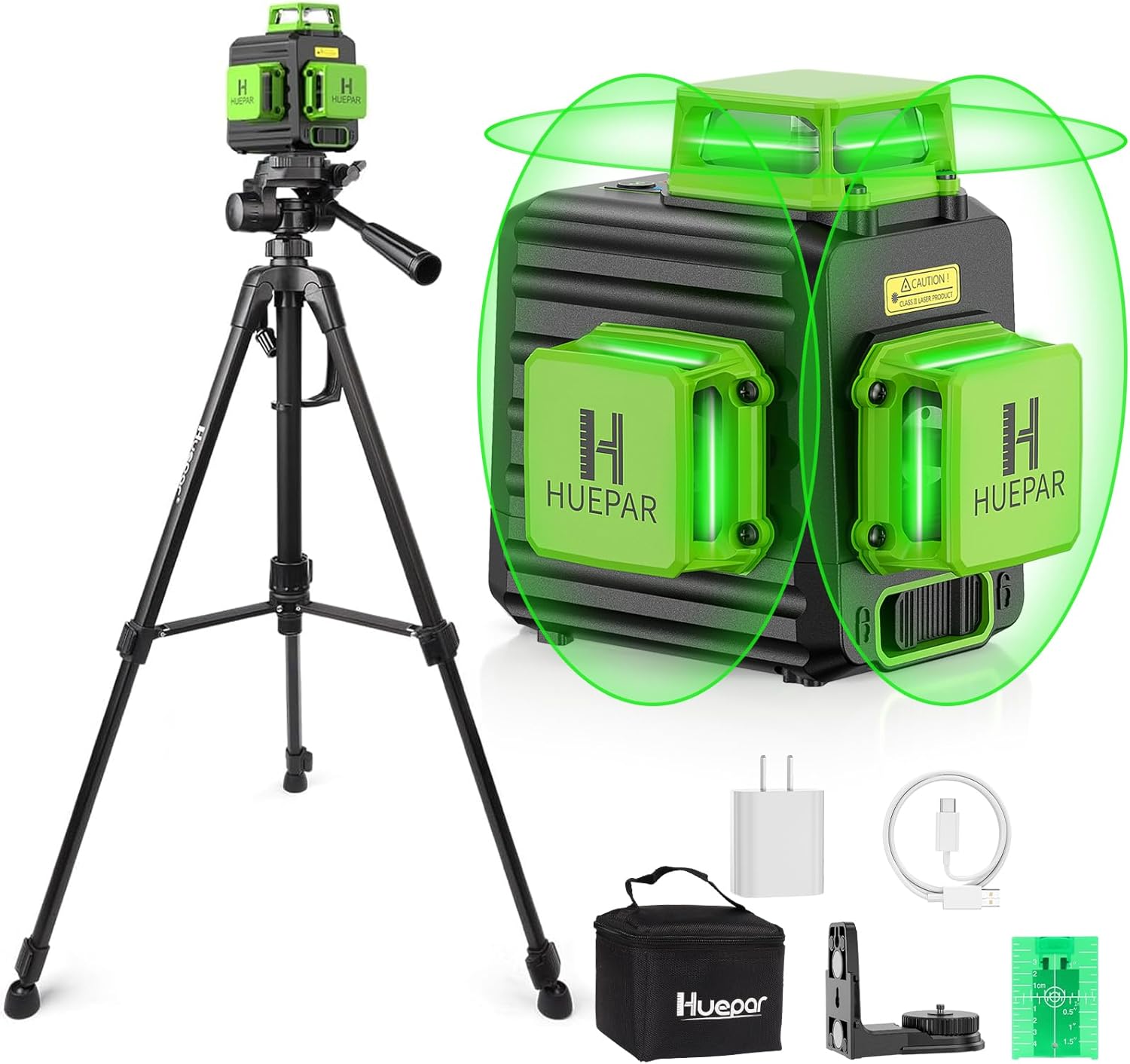 Huepar 3x360 Laser Level with 47" Lightweight Tripod, Self Leveling ...