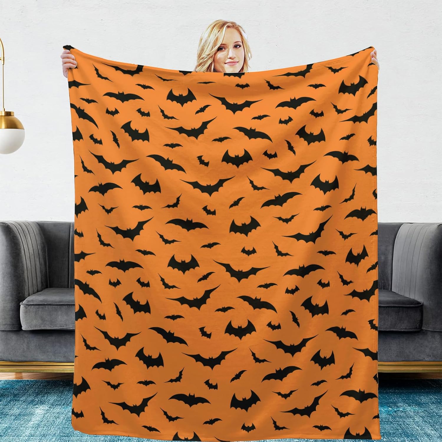Amazon.com: Halloween Bats Throw Blanket Warm Cozy Fuzzy Flannel ...