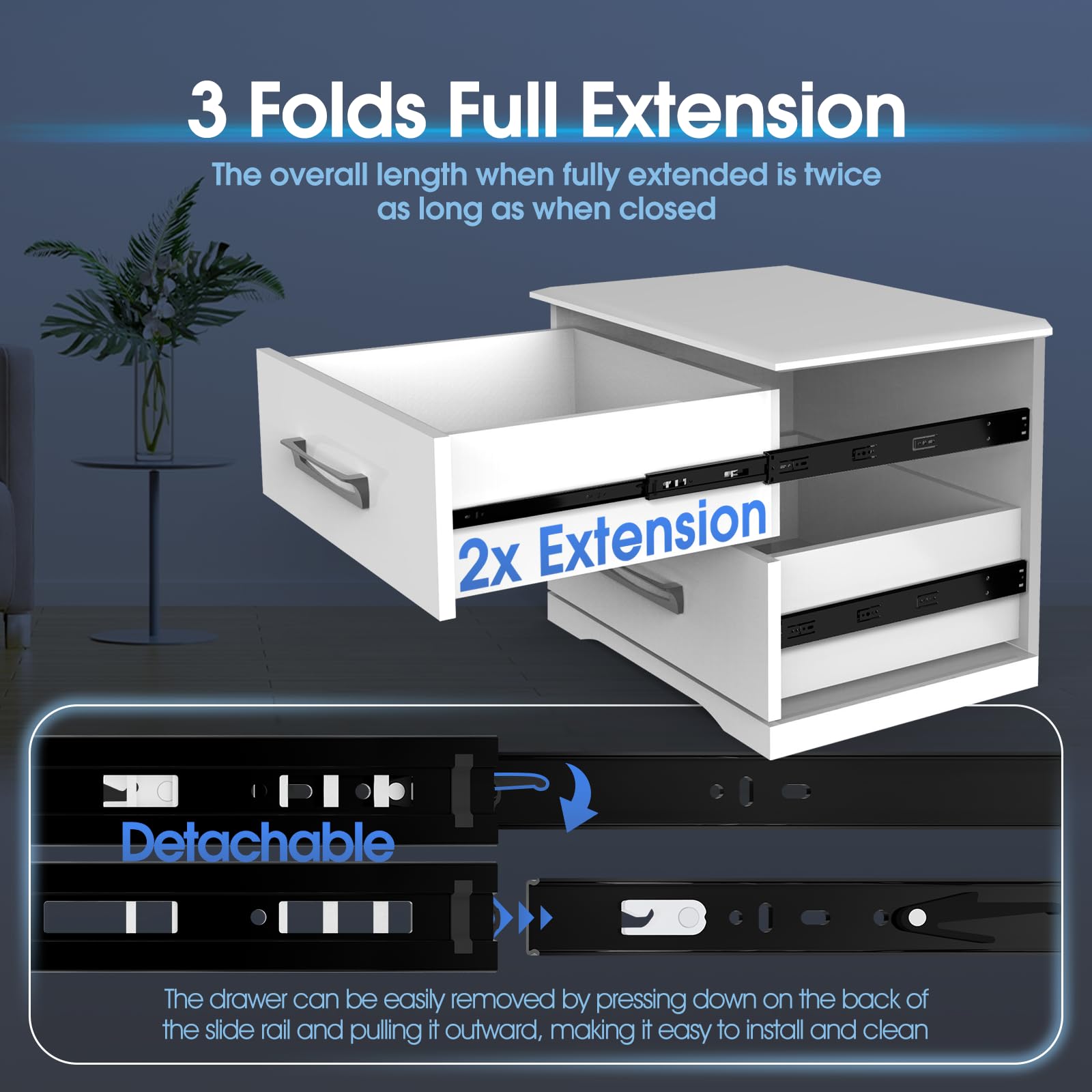 Snapklik.com : 1 Pair Push To Open Drawer Slides 18 Inch 100 Lb Load ...