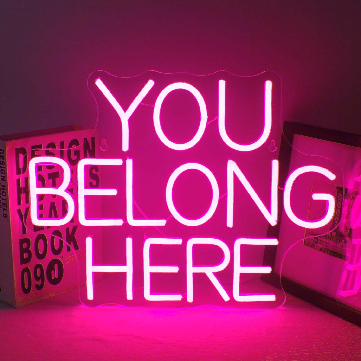 Snapklik.com : You Belong Here Neon Sign Pink Led Sign Word Neon Lights ...