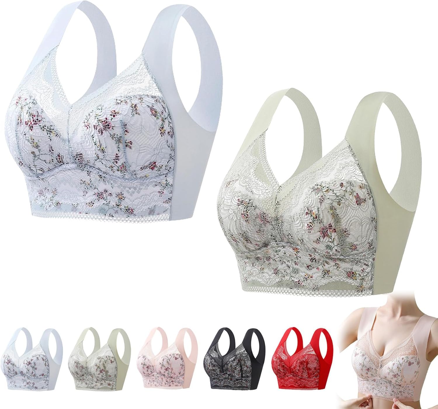 Amazon.com: GCLZT Full Coverage Bra, No Wire Push up Bra Wrapped Chest ...