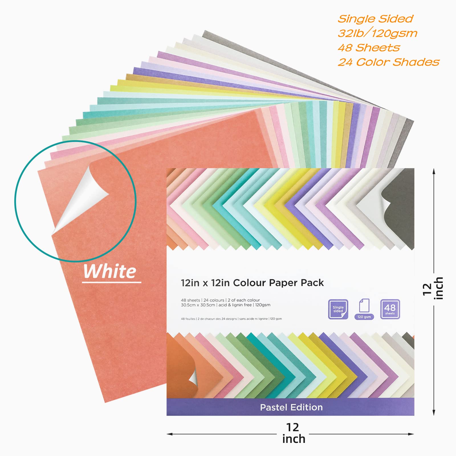 Snapklik.com : Livholic 48 Sheets Pastel Color Scrapbook Paper 12x12 ...