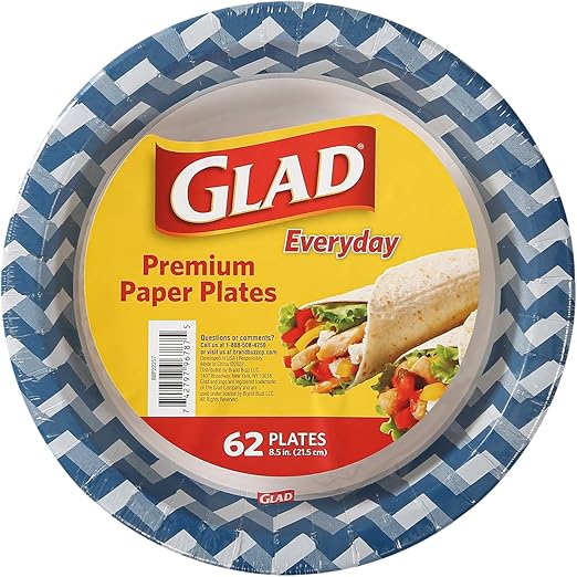 Amazon.com: Glad Everyday Round Disposable Paper Plates with Blue Weave ...