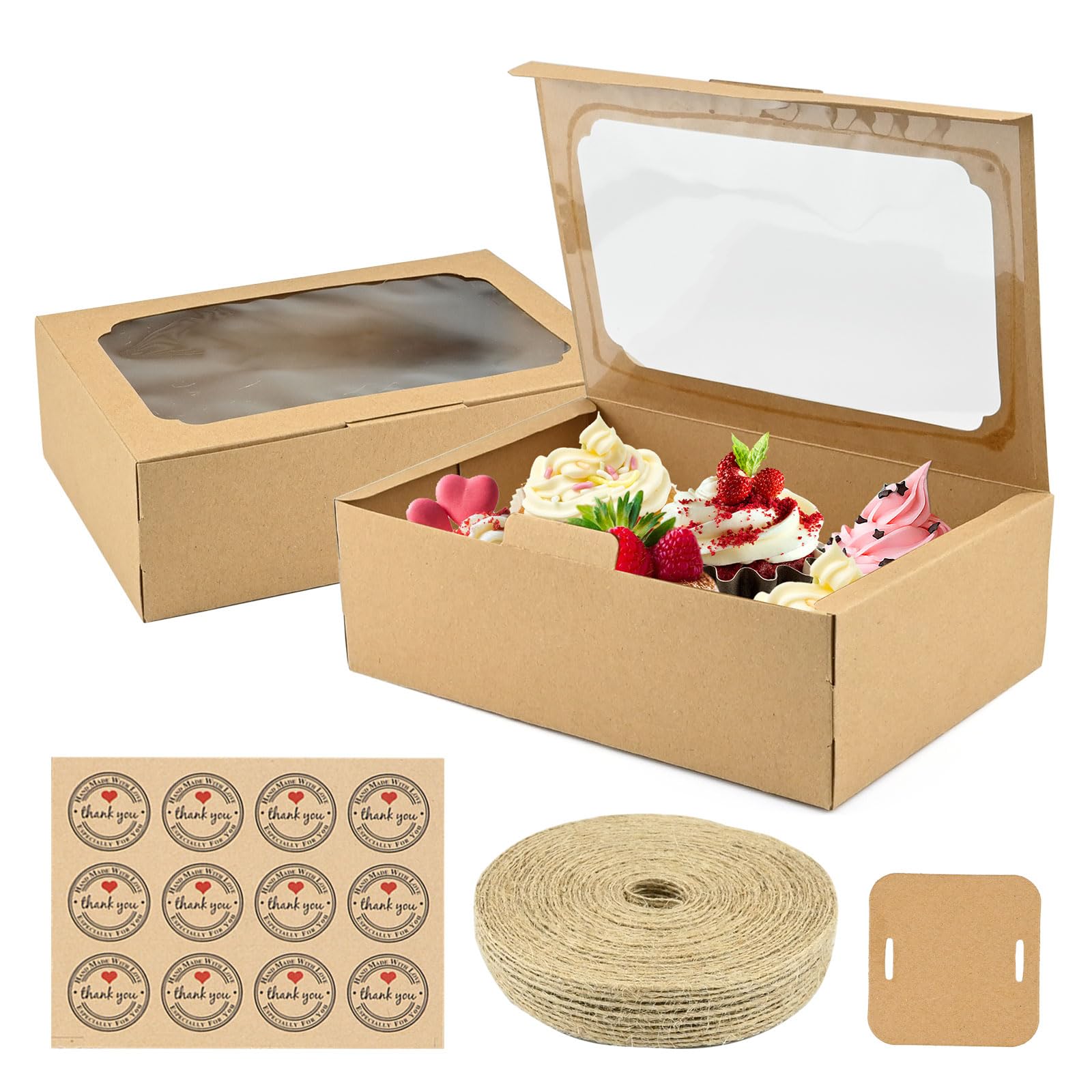12Pcs Cookie Cake Boxes with Window, Bakery Paper Candy Party Empty ...