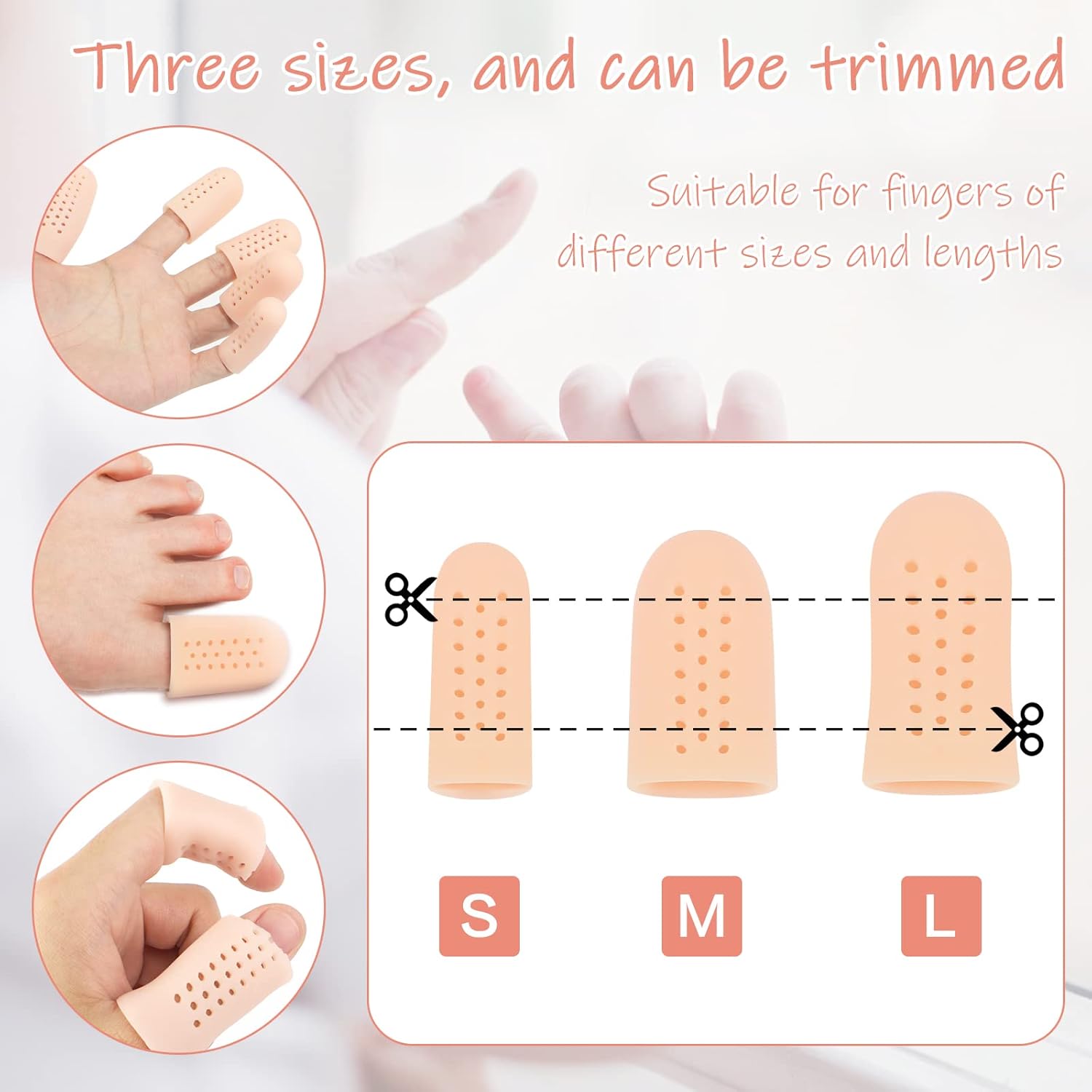 24Pcs Silicone Finger Protectors Gel Finger Cots Breathable Finger ...