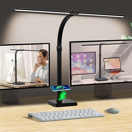 AKRRYR LED Desk Lamp for Home Office, Double Head 24W Desk Lamp with ...