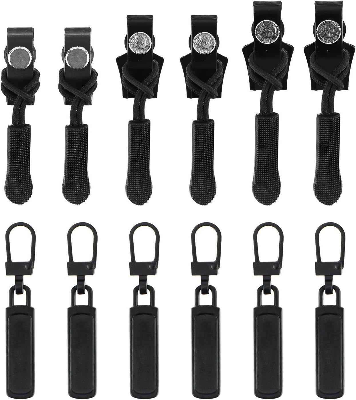 12pcs Black Zipper Repair Kit, Easy Replacement Zipper Slider Universal ...