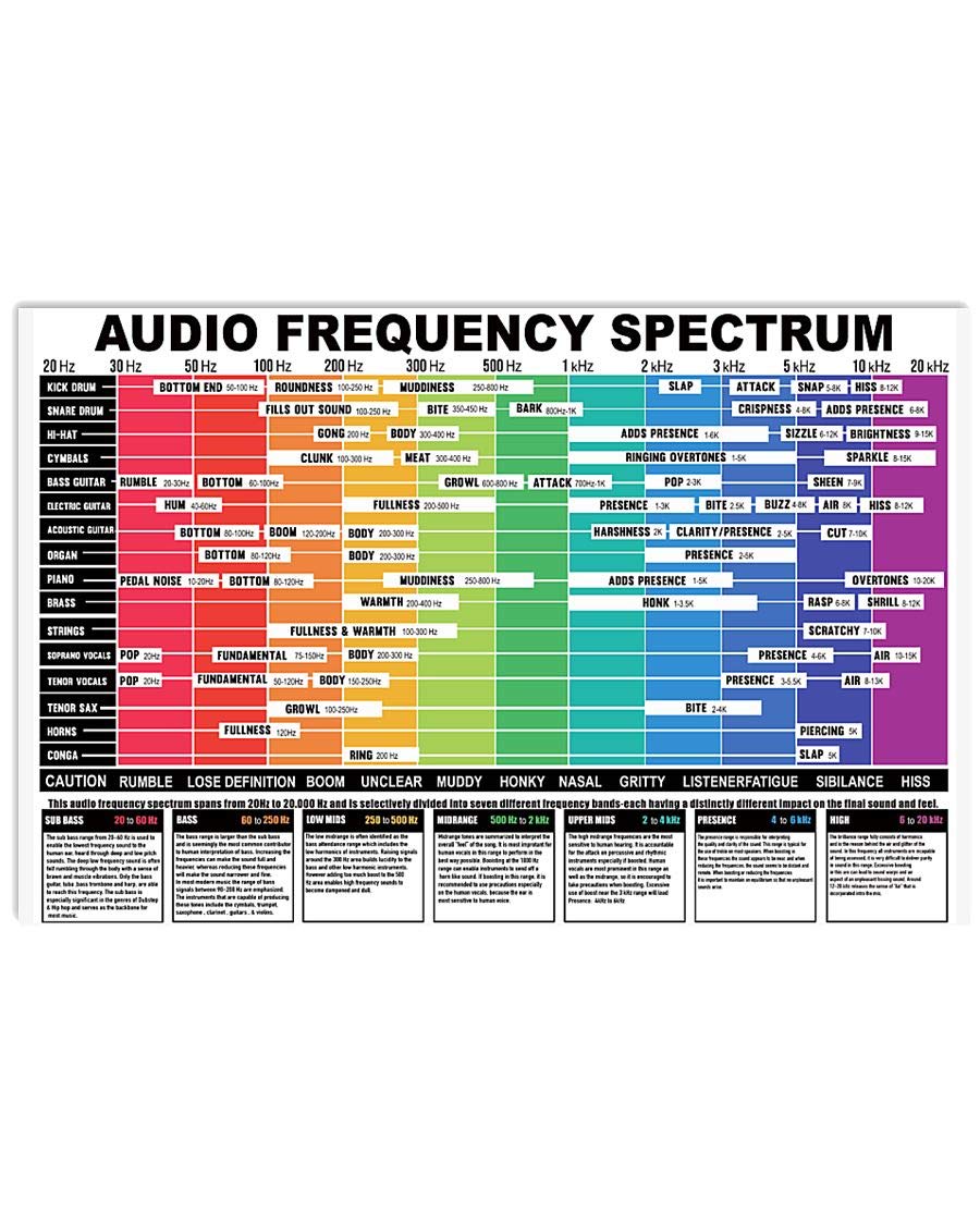 Amazon.com: HolyShirts Audio Frequency Spectrum Poster (24" x 36 ...