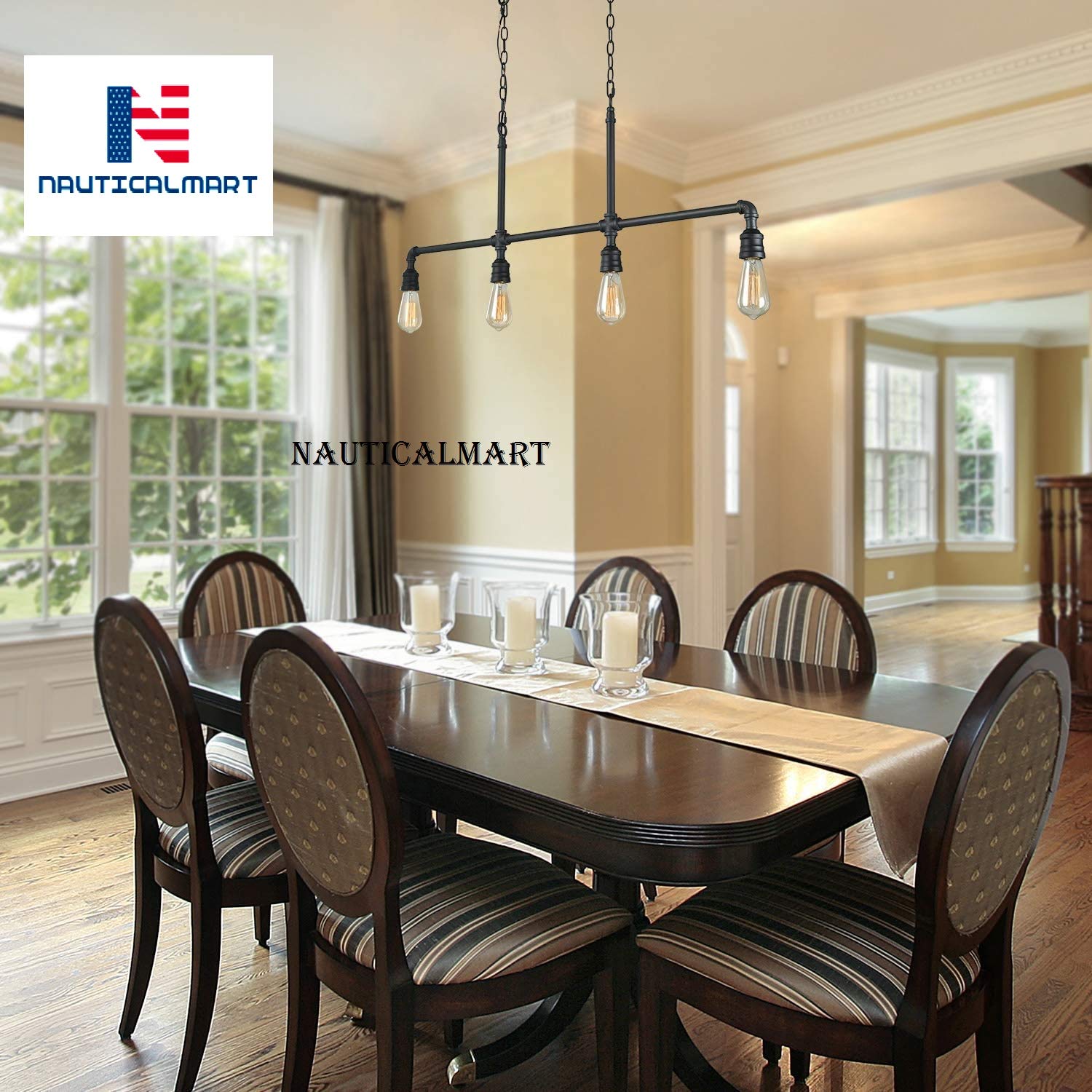 Iron Rustic Dining Room Lighting 4 Light Farmhouse Chandeliers For