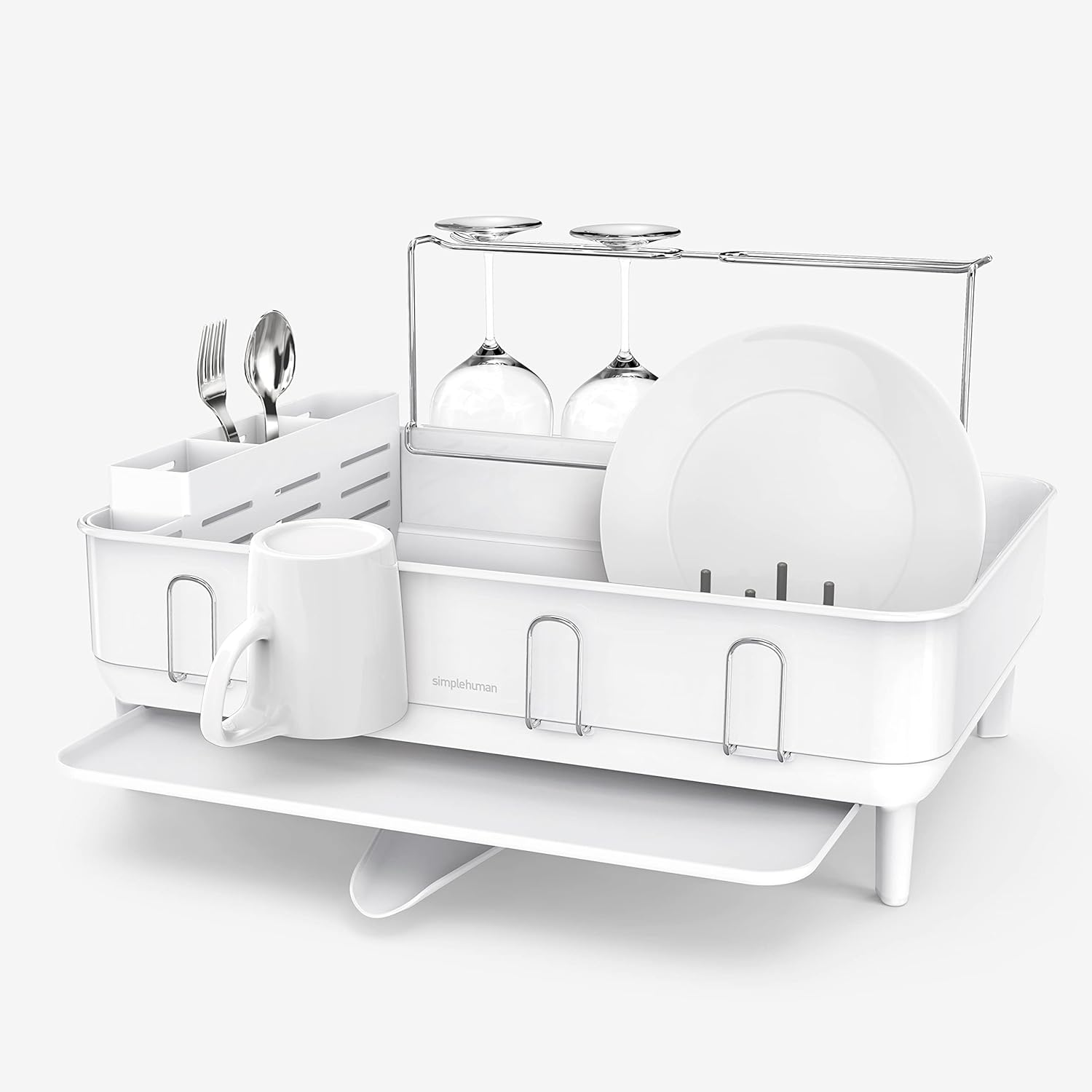 Amazon.com: simplehuman Kitchen Dish Drying Rack with Swivel Spout ...