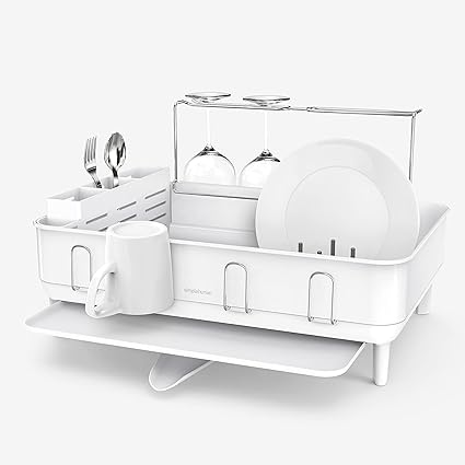 Amazon.com: simplehuman Kitchen Dish Drying Rack with Swivel Spout ...